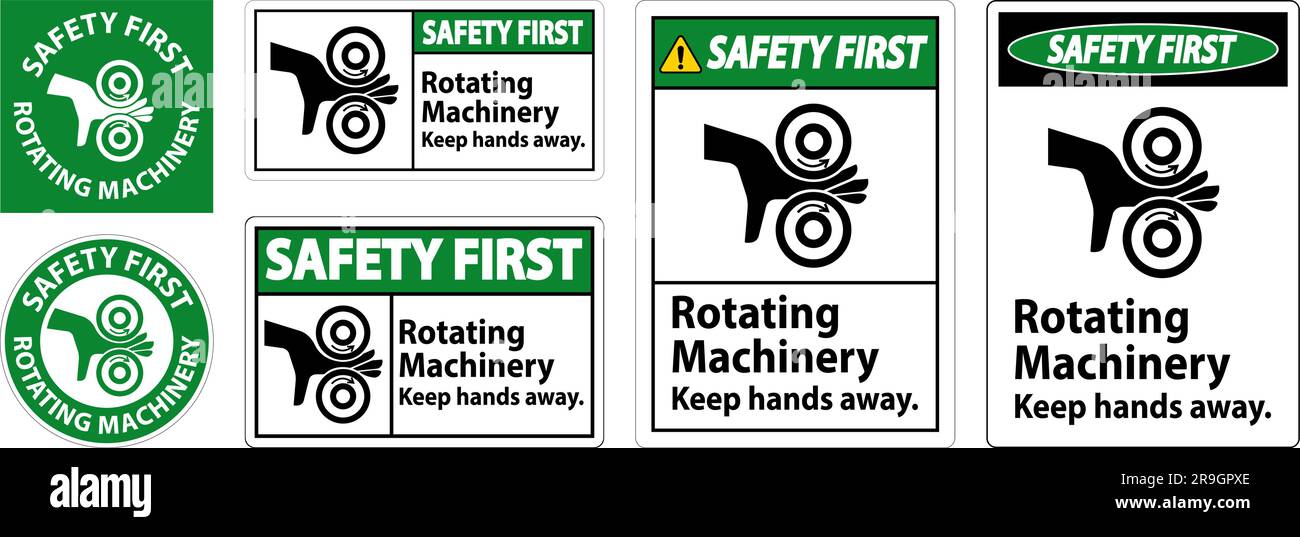 Safety First Sign Rotating Machinery Keep Hands Away Stock Vector Image ...