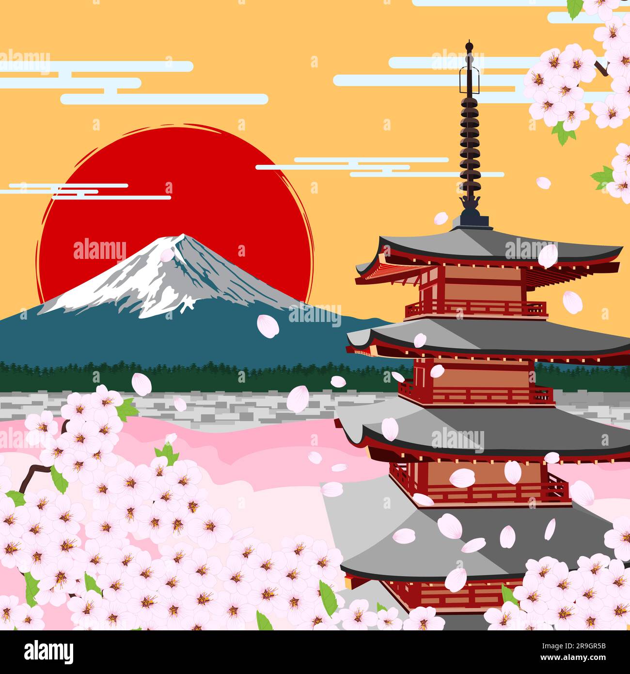 Autumn cherry blossom in Stock Vector Images - Alamy