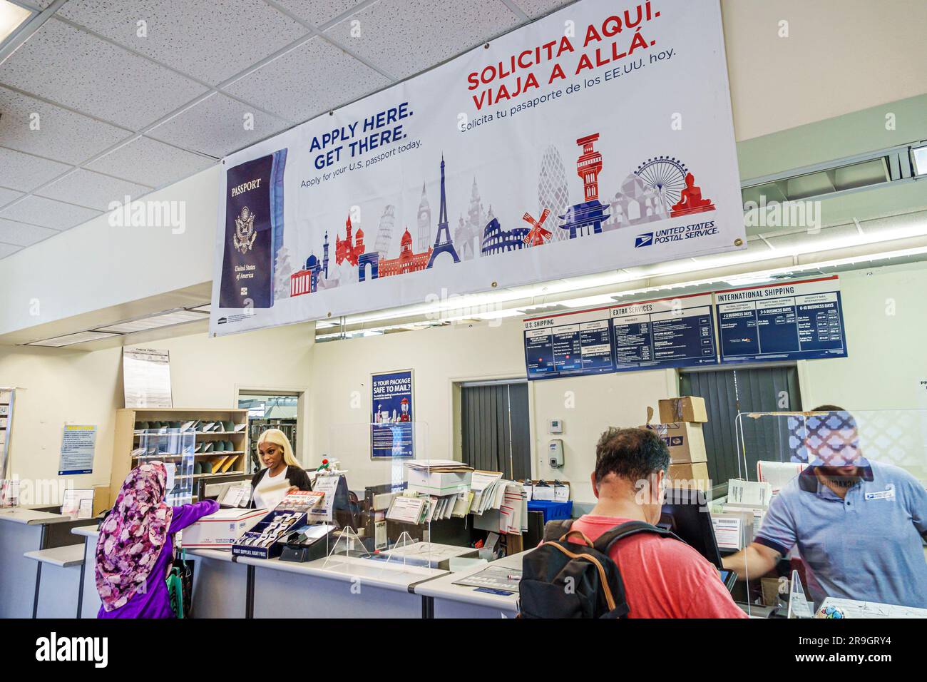 Miami Beach Florida,inside interior counter US Post Office,employees ...
