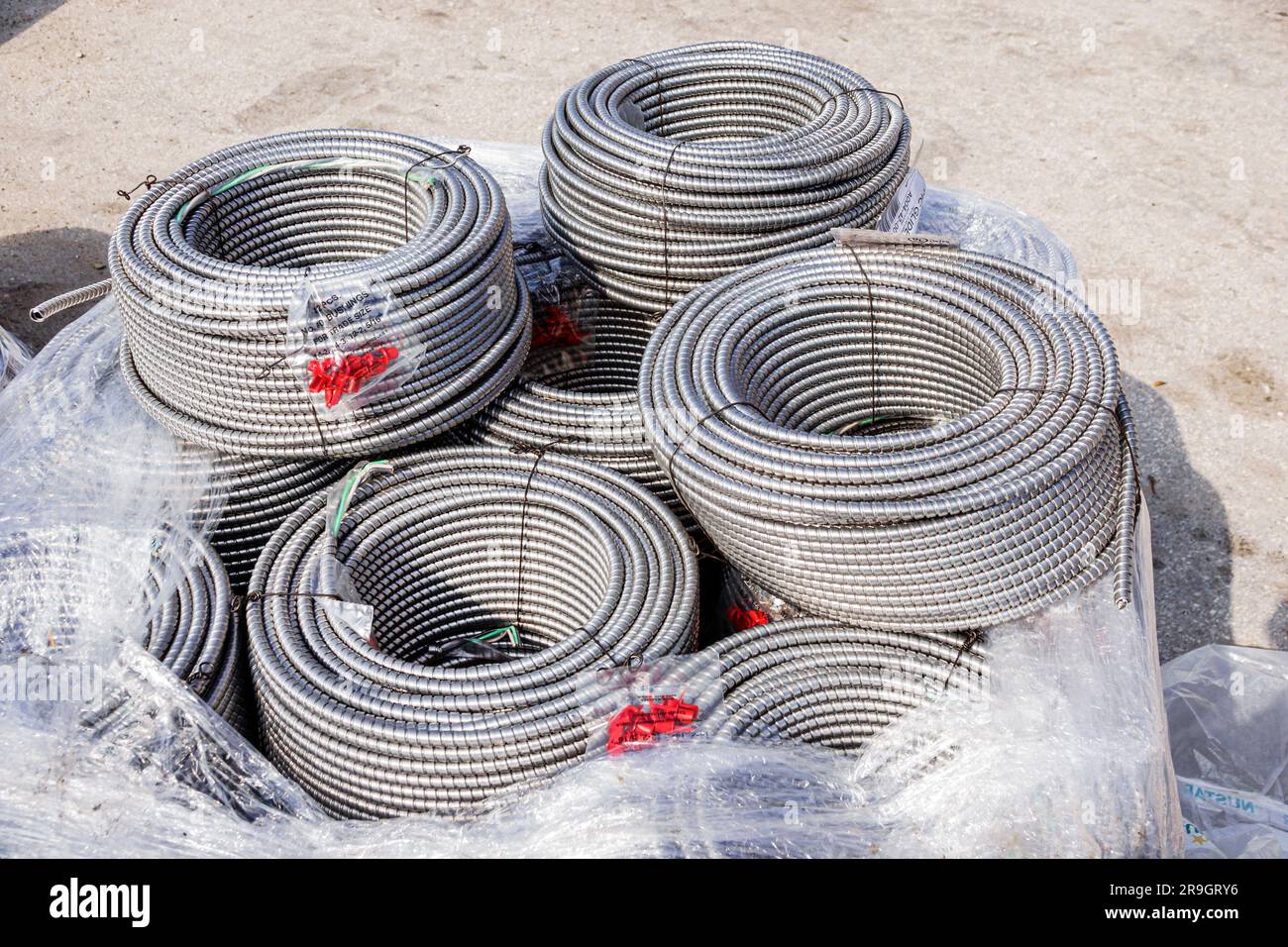 Miami Beach Florida,coiled electric cable tubing sleeve,under ...