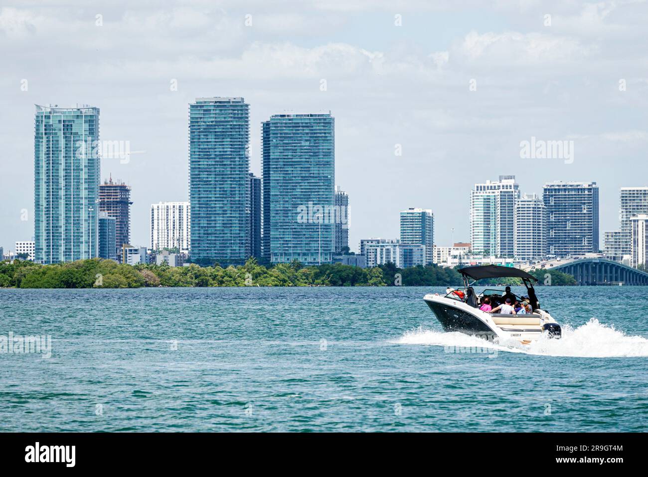 Miami Florida,Biscayne Bay water,Edgewater Midtown high rise ...