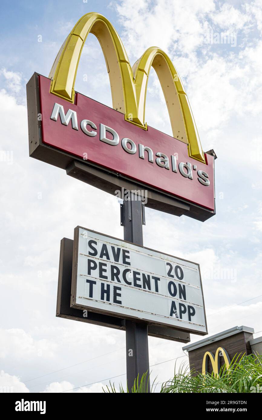 Sanford Florida,McDonald's Restaurant fast food,tall roadside sign pole ...