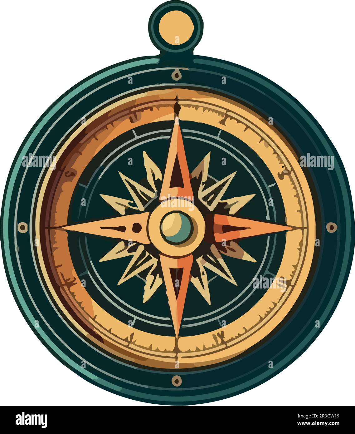 Old nautical compass over the map Cut Out Stock Images & Pictures - Alamy