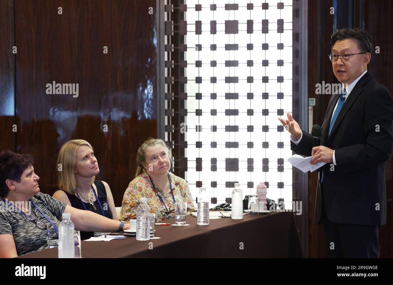 27th June, 2023. American teachers in Seoul Han Jong-woo (R), head of ...