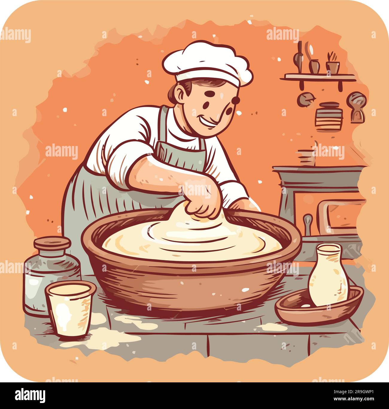Potter manufacturing clay pottery Stock Vector Images - Alamy