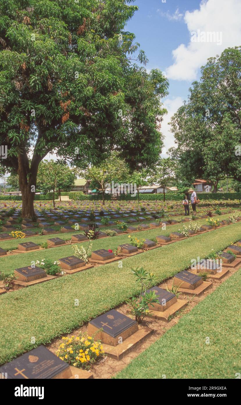 The beautifully tended Kanchanaburi War Cemetery in Thailand ...