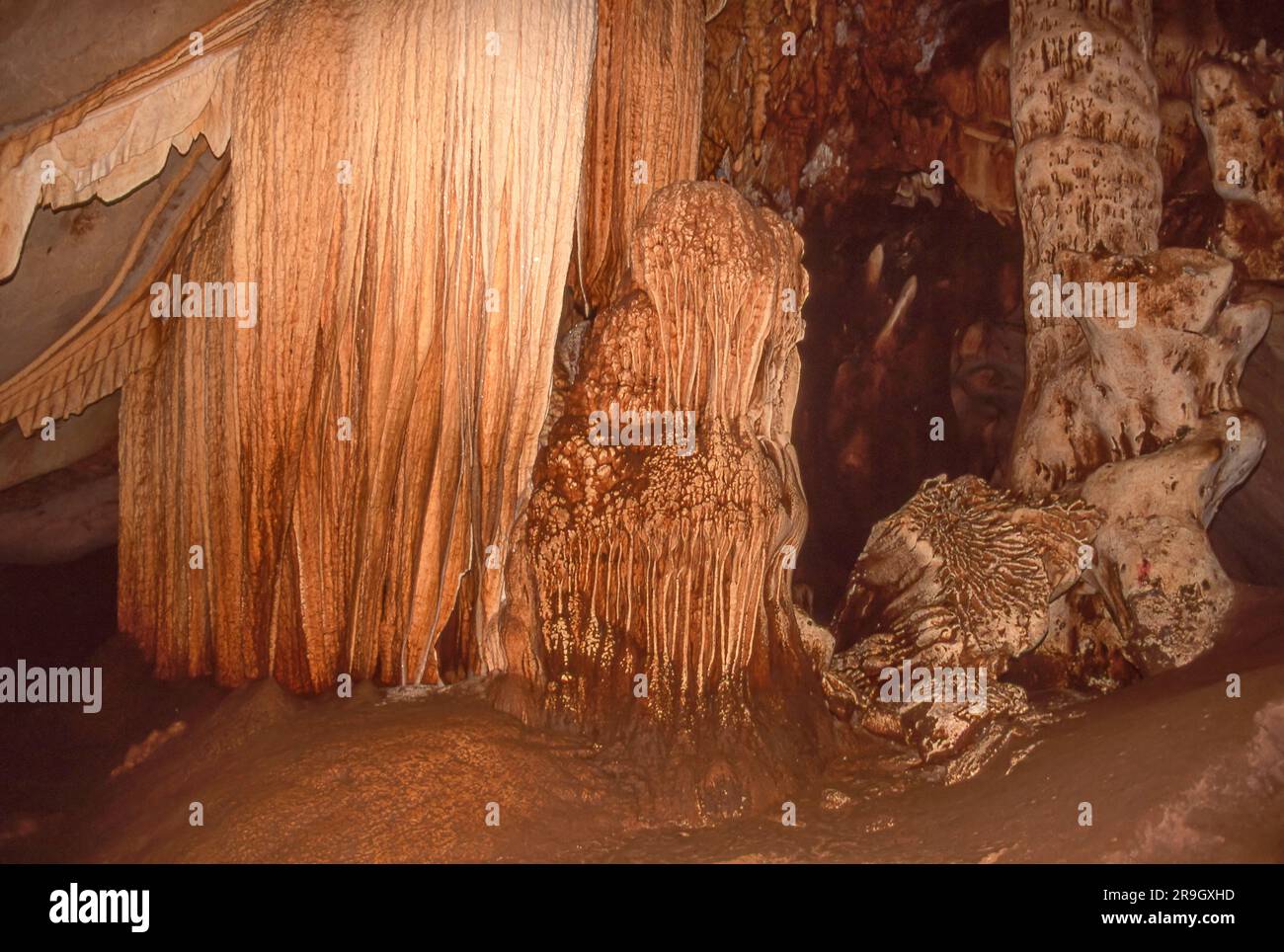 Stalagmites and stalactites in one of the numerous caves situated ...