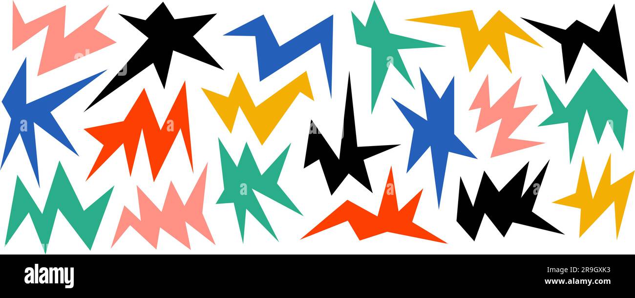 Colorful irregular sharp shapes set. Abstract bright geometric edgy ...