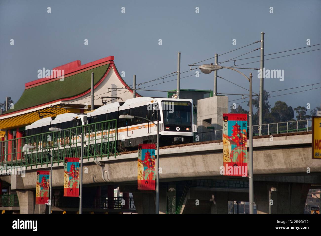 Commuter train Chinatown Los Angeles CA H Stock Photo - Alamy