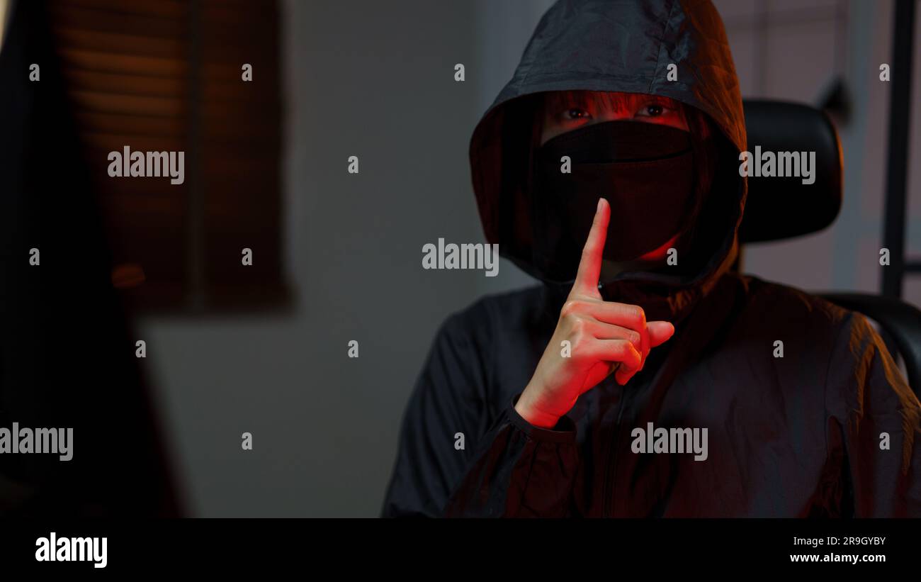 Hacker In Hoodie Hacking Programming System Or Data Of Server On