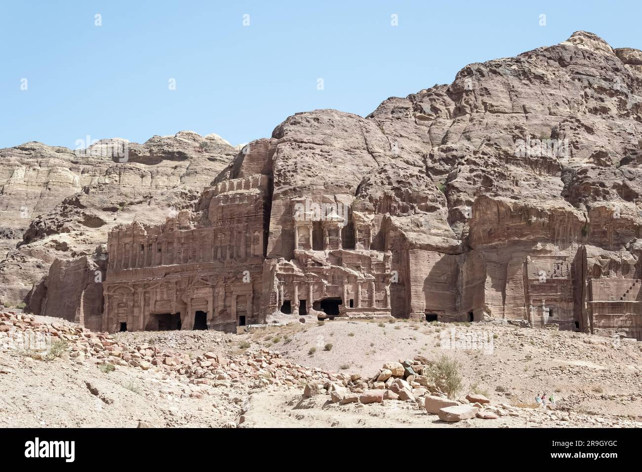 View of the Royal Tombs amidst the magnificent ruins of ancient Petra ...