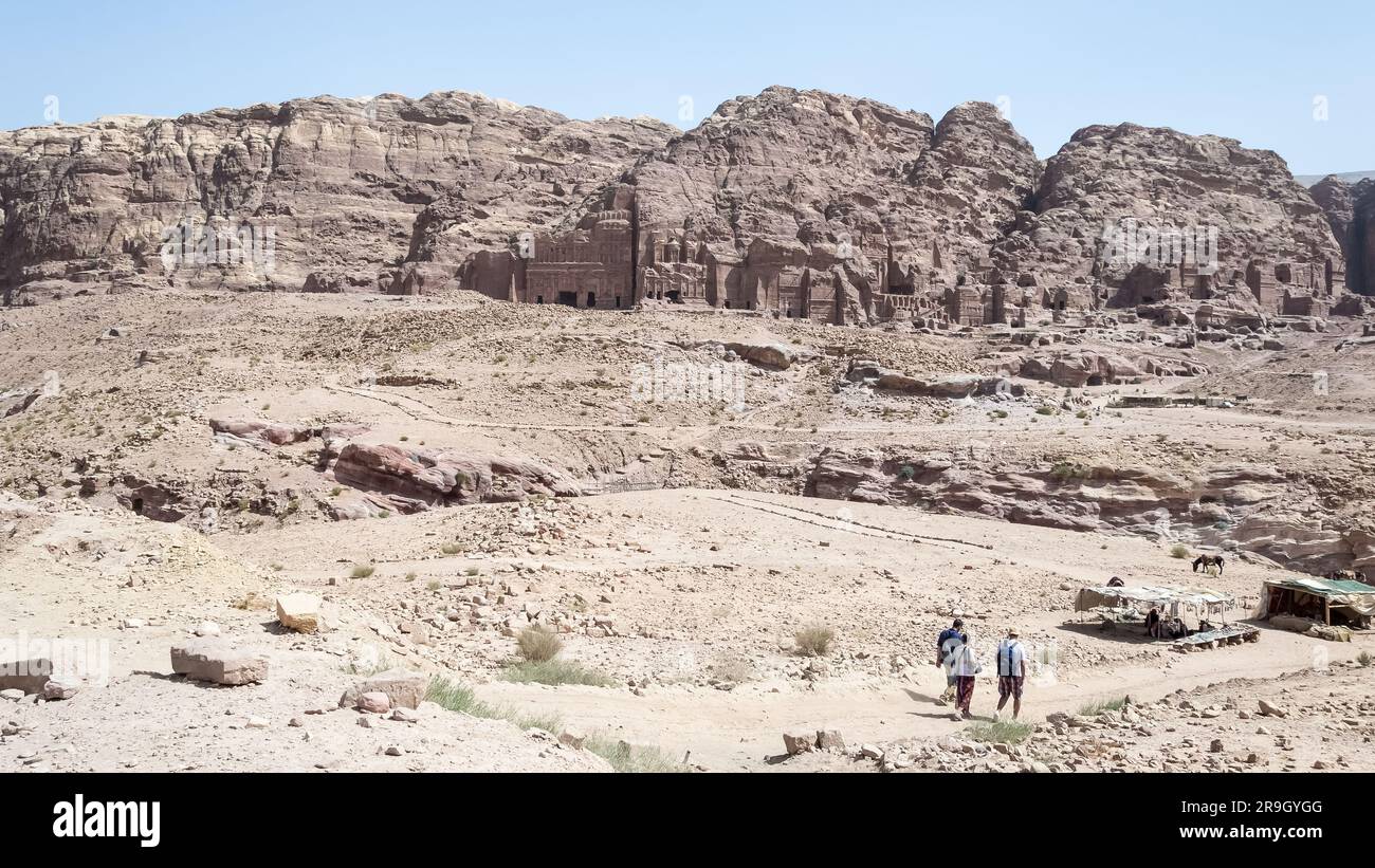 View of the Royal Tombs amidst the magnificent ruins of ancient Petra ...