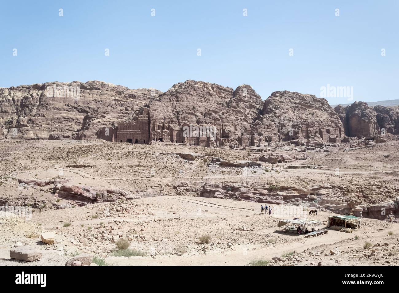 View of the Royal Tombs amidst the magnificent ruins of ancient Petra ...