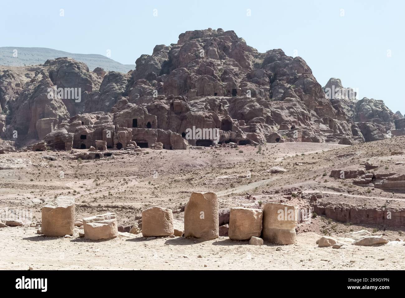 View of the magnificent ruins of ancient Petra at Wadi Mousa, the ...