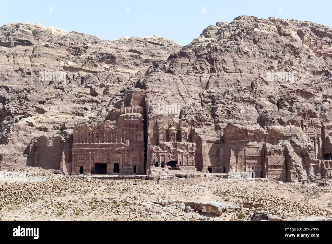 View of the Royal Tombs amidst the magnificent ruins of ancient Petra ...