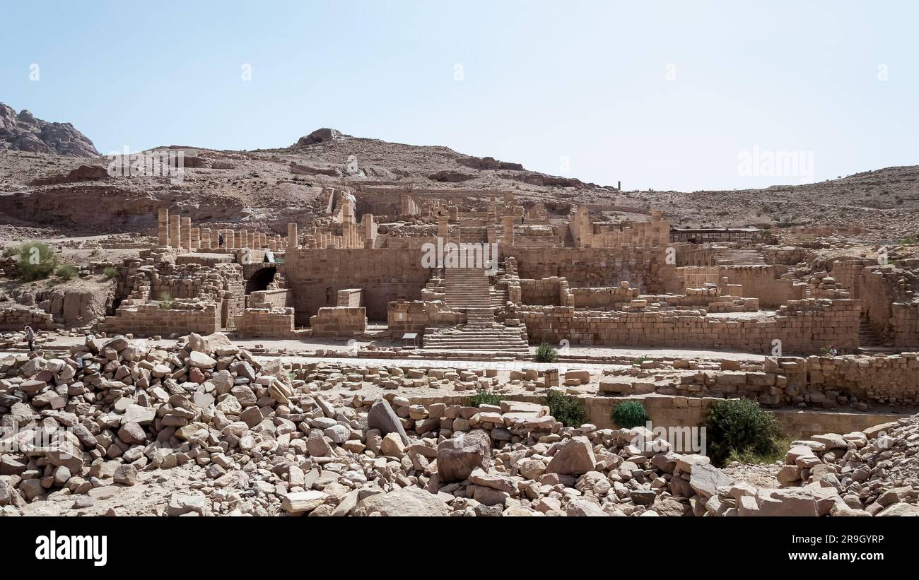 View of the Great Temple amidst the magnificent ruins of ancient Petra ...
