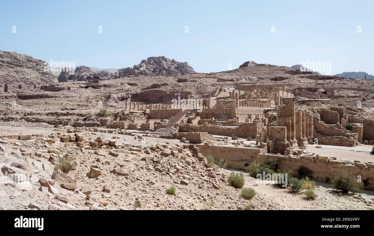 View of the Great Temple amidst the magnificent ruins of ancient Petra ...