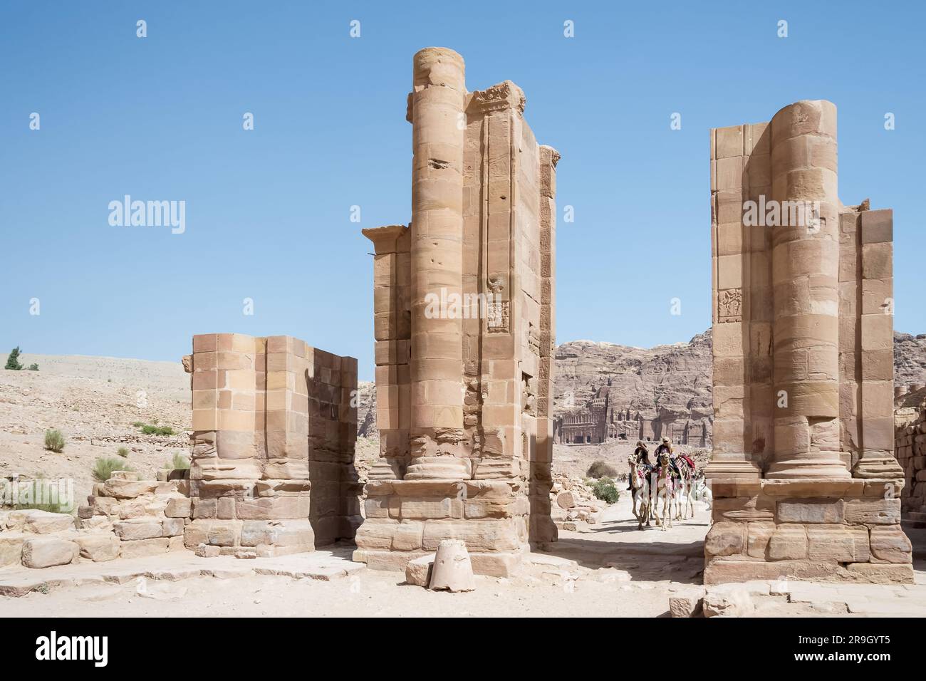 View of the Hadrian Gate also known as the Temenos Gate amidst the ...
