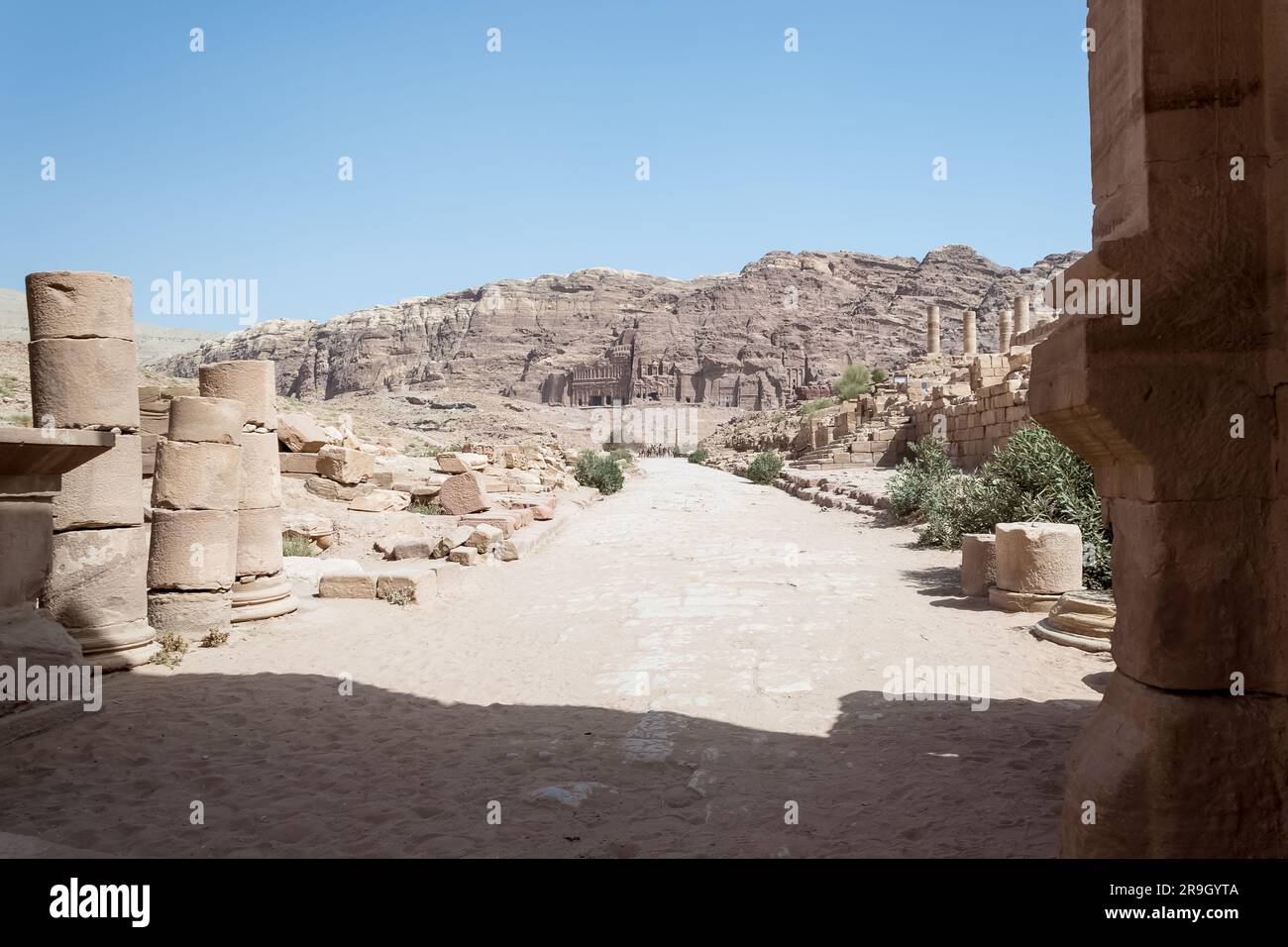 View of the magnificent ruins of ancient Petra at Wadi Mousa, the ...