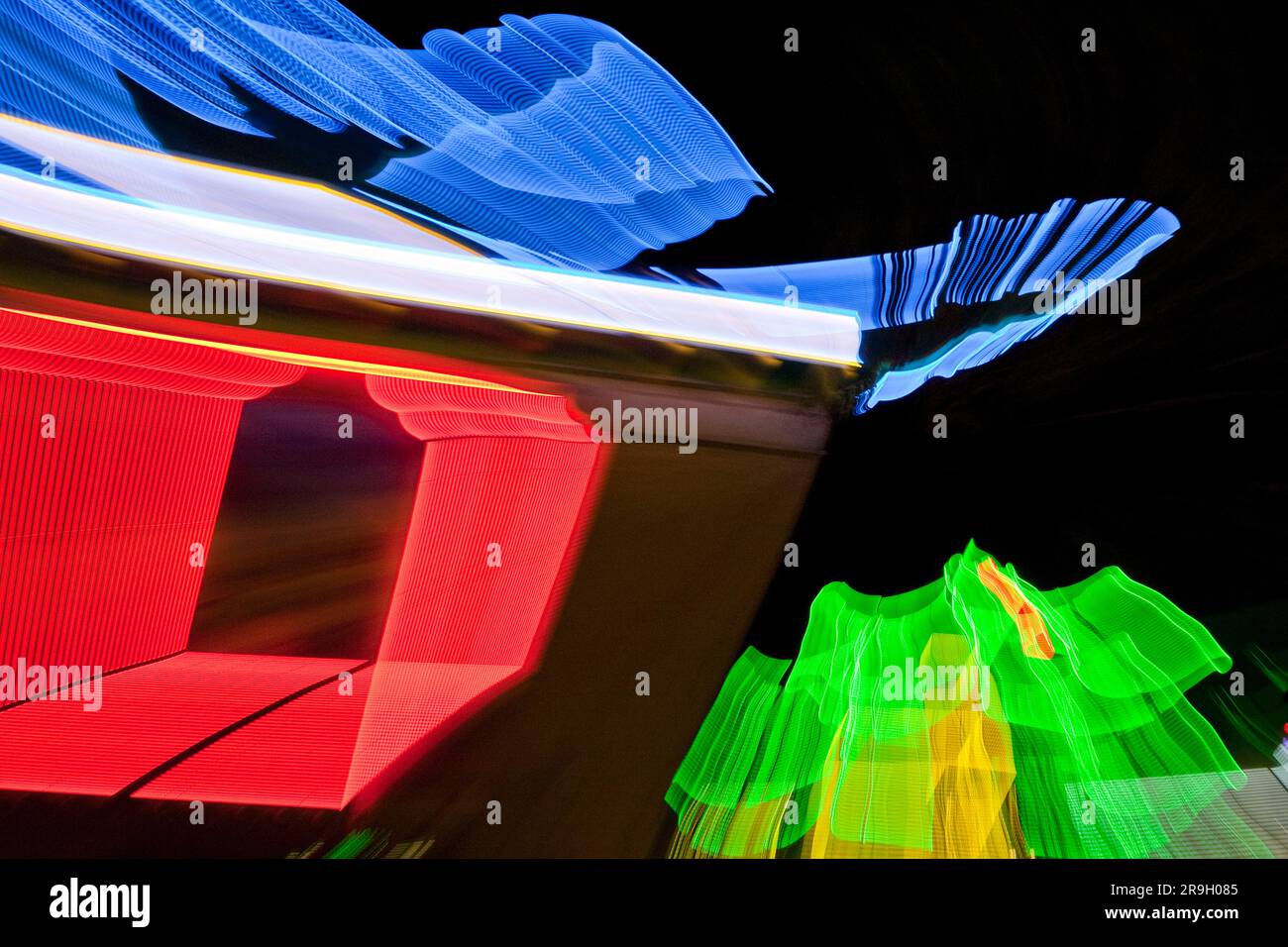 Zoom blur of neon signs at Chinese New Year in Los Angeles Stock Photo ...