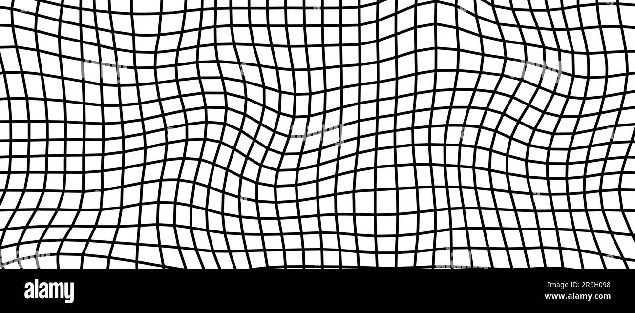 Distorted wireframe background. Abstract wavy lattice wallpaper. Warped ...