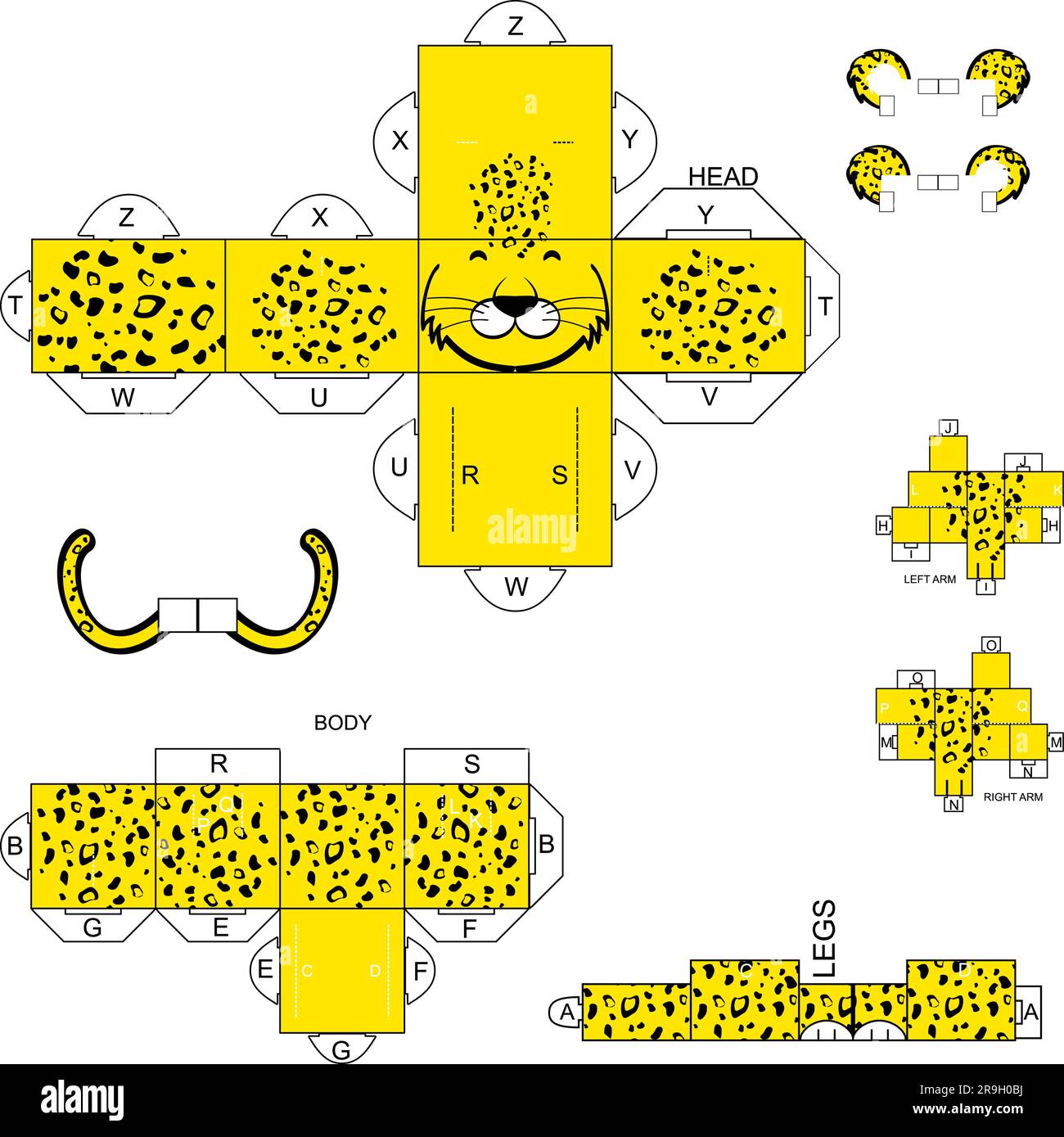 leopard character cartoon illustration cube craft design in vector ...