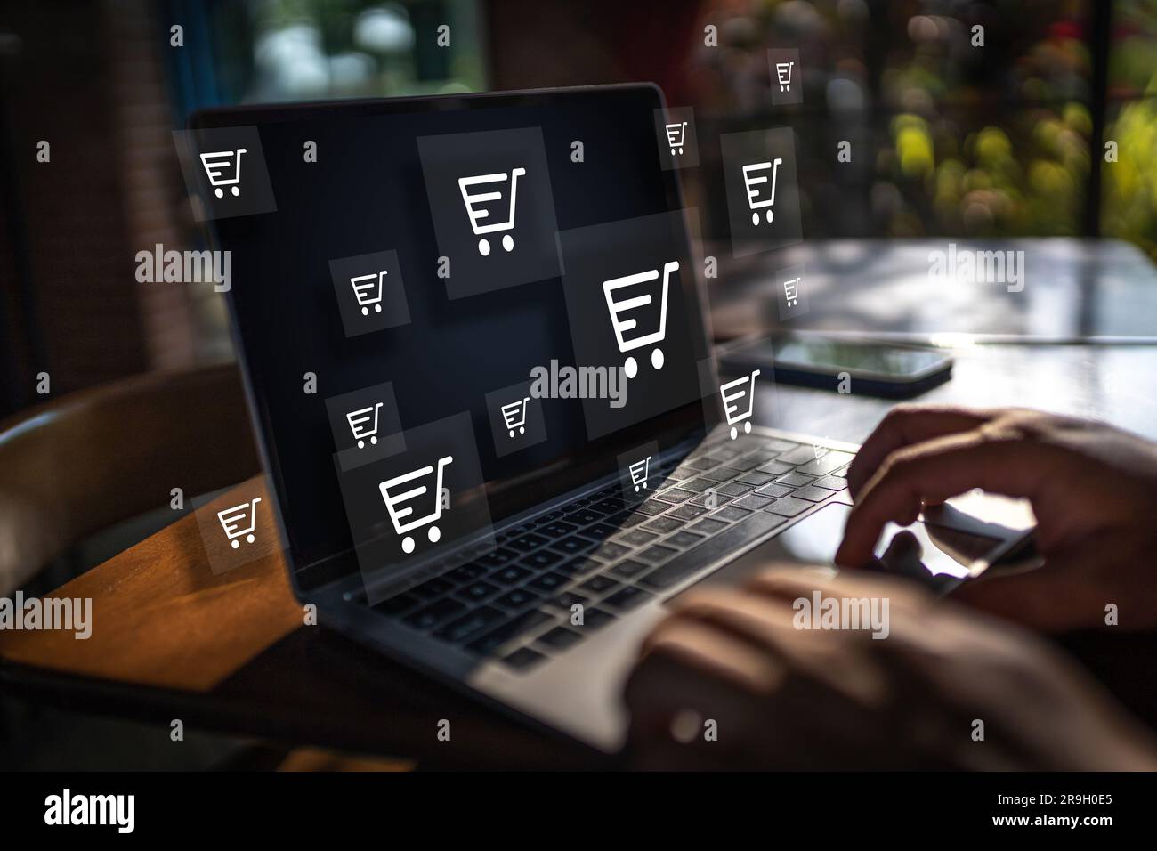 online shopping marketing concept digital internet network technology ...