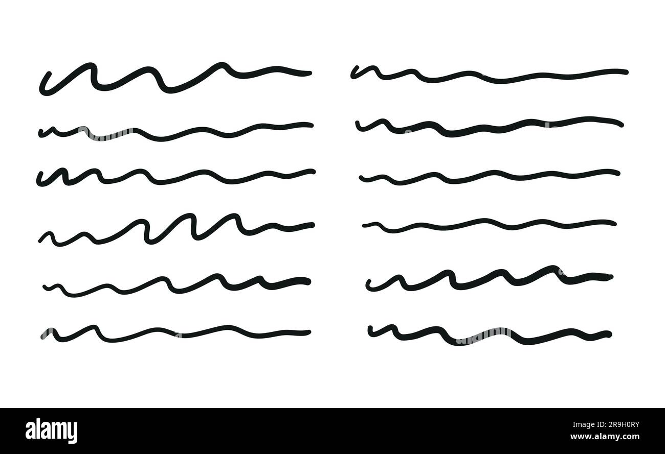 Set of bold pen scribble lines, vector hand drawn brush stripes, pencil ...