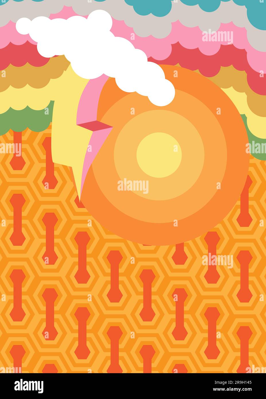 Retro 70s Background. Groovy abstract 1970s art template. Minimalistic ...