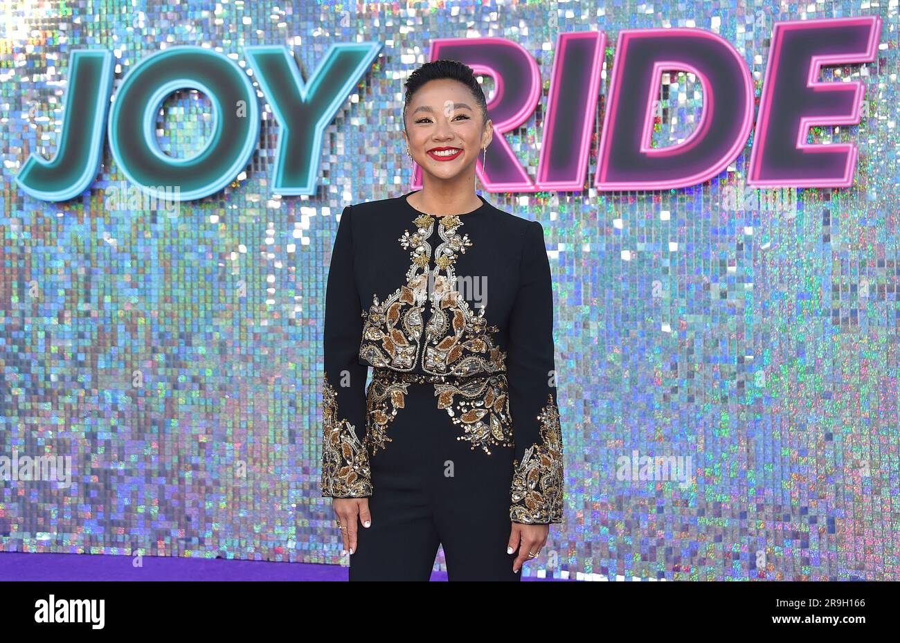 Stephanie Hsu arrives at the Los Angeles premiere of "Joy Ride," Monday ...