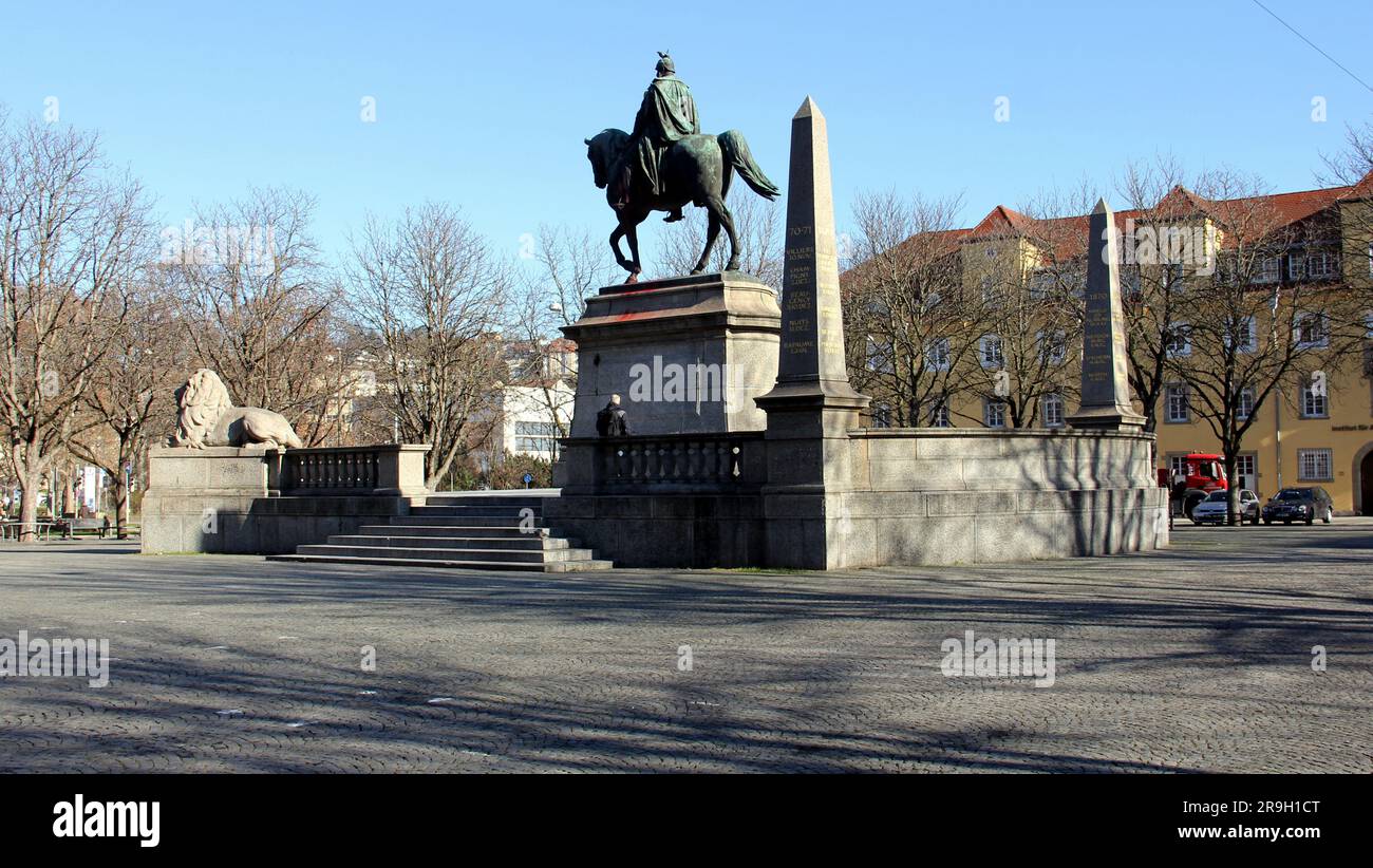 Karlsplatz, historic square with equestrian statue of Kaiser Wilhelm I ...