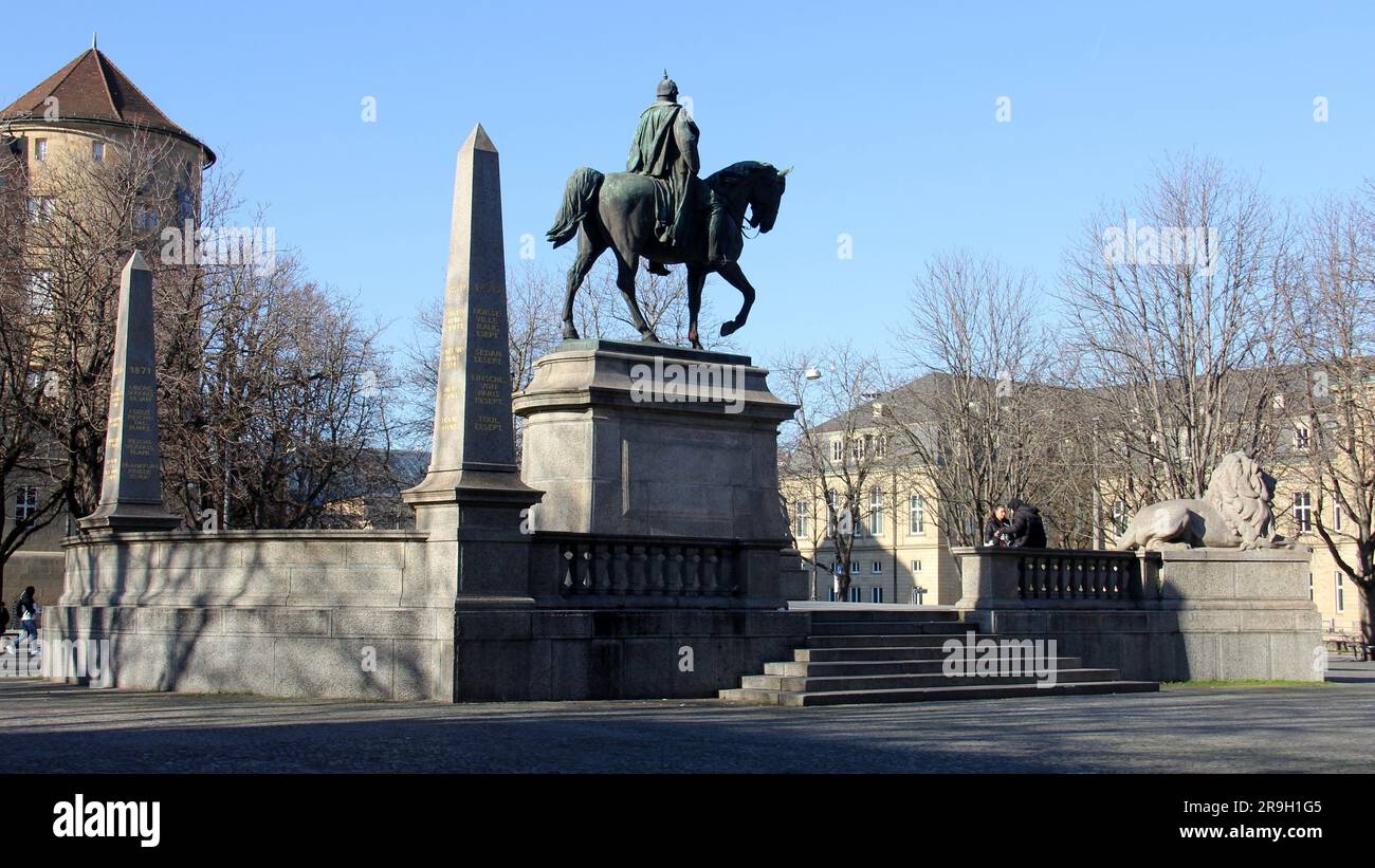Karlsplatz, historic square with equestrian statue of Kaiser Wilhelm I ...