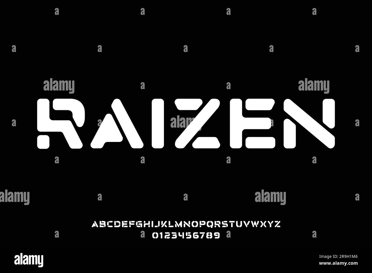 Modern abstract typeface display font vector with soft corner design ...