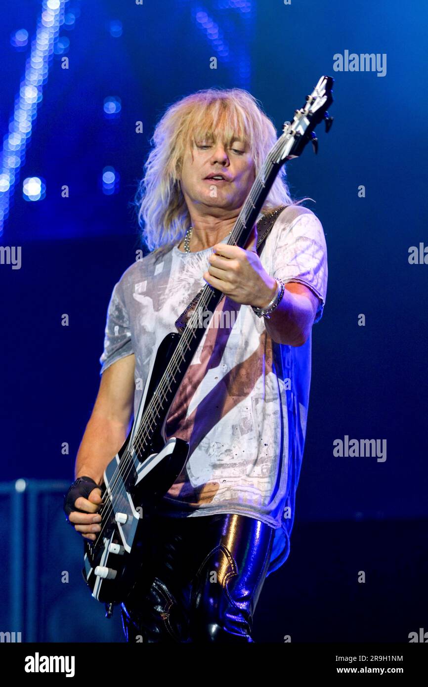 Rick Sav Savage of Def Leppard performs live in concert, Vector Arena ...