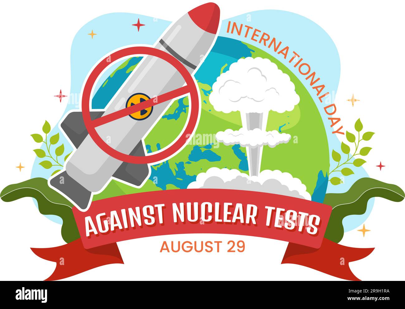 International Day Against Nuclear Tests Vector Illustration on August ...