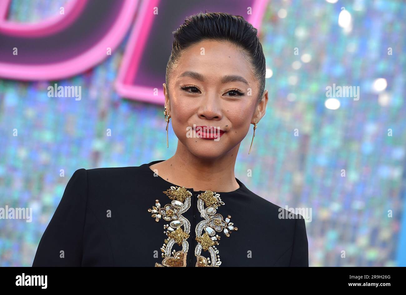 Stephanie Hsu arrives at the Los Angeles premiere of "Joy Ride," Monday ...