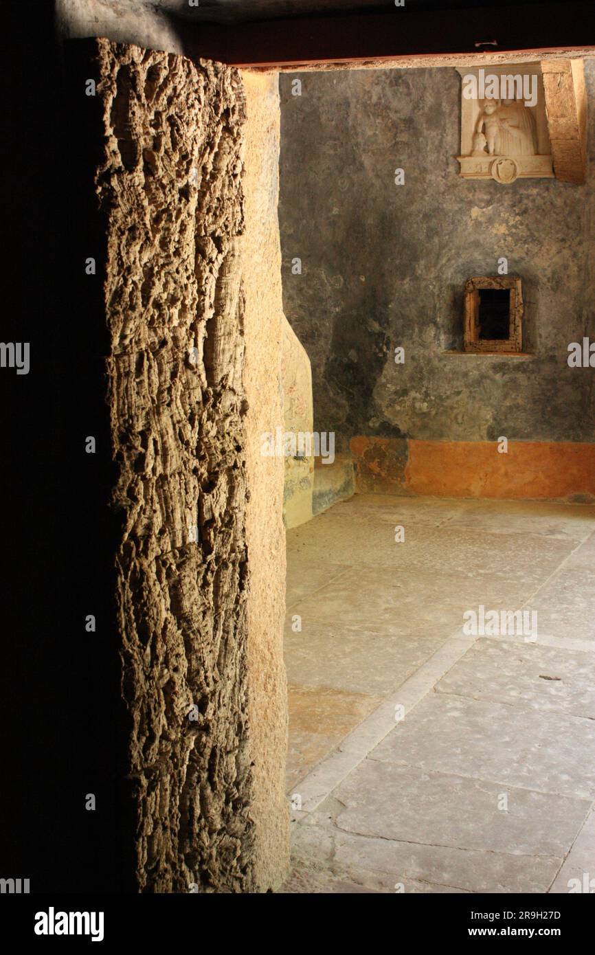 Cork lined door at the Convent of the Capuchins, Sintra, Portugal Stock ...