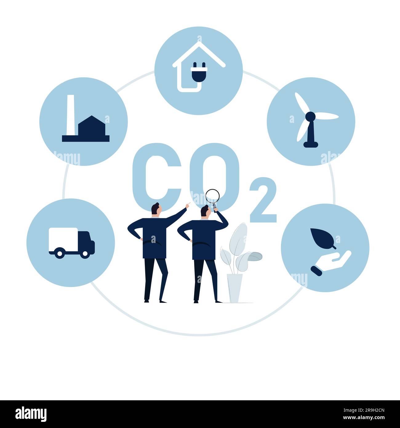 Businessman discuss CO2 carbon neutral zero emissions for environment ...
