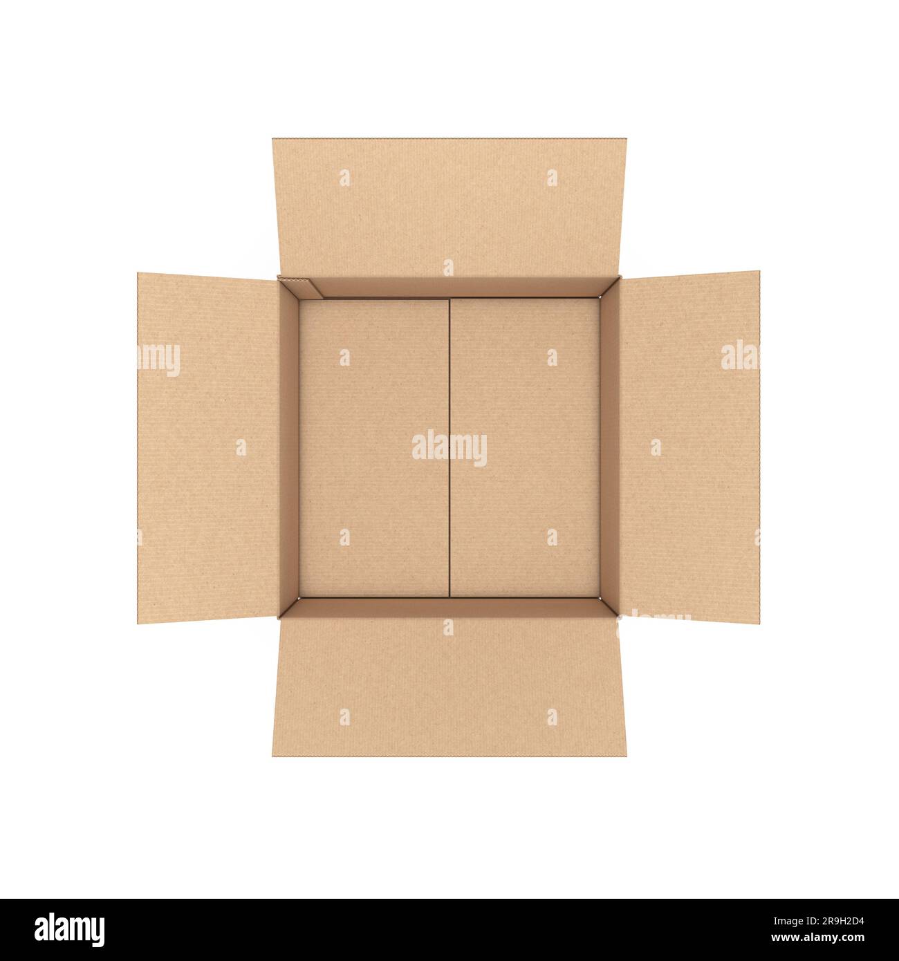 Empty Opened Cardboard Box Top View on a white background. 3d Rendering ...