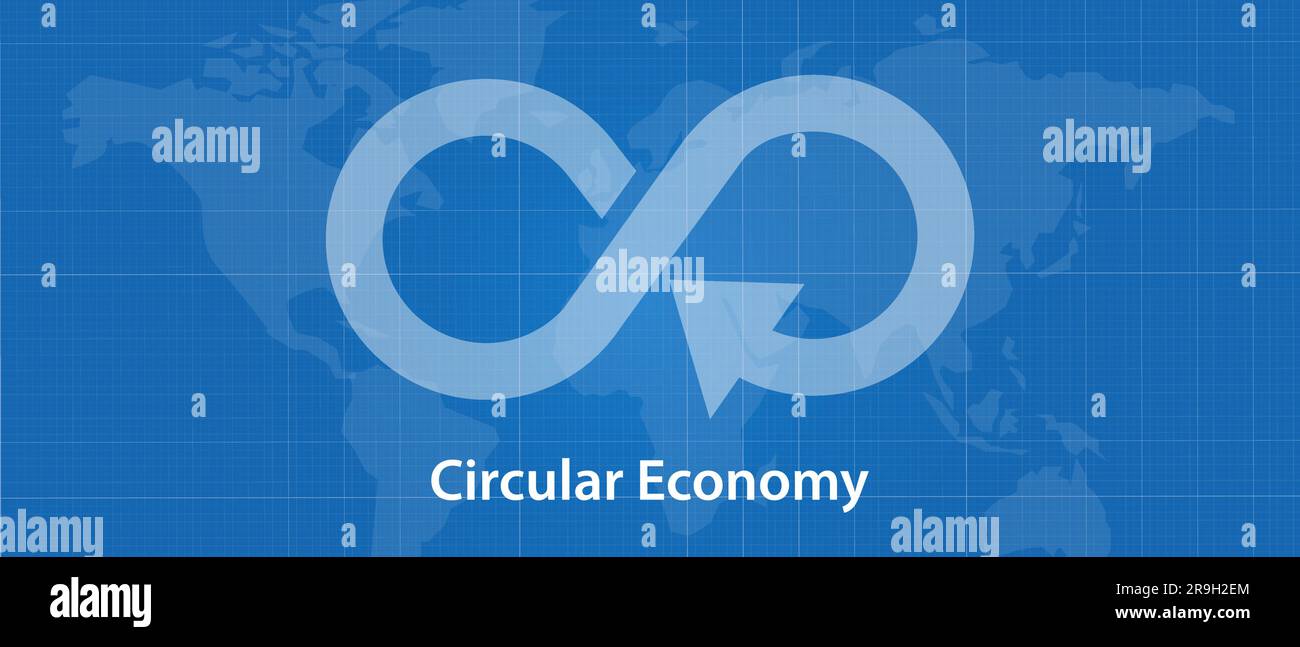 Circular economy symbol infinite sustainable global world map Stock ...