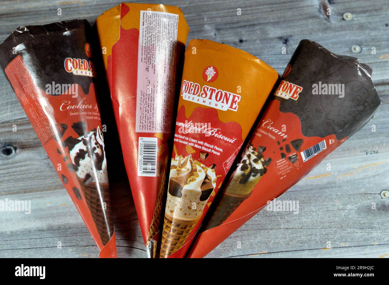Cairo, Egypt, June 17 2023: Cold Stone creamery, Caramelized biscuit and cookies Ice cream of ...