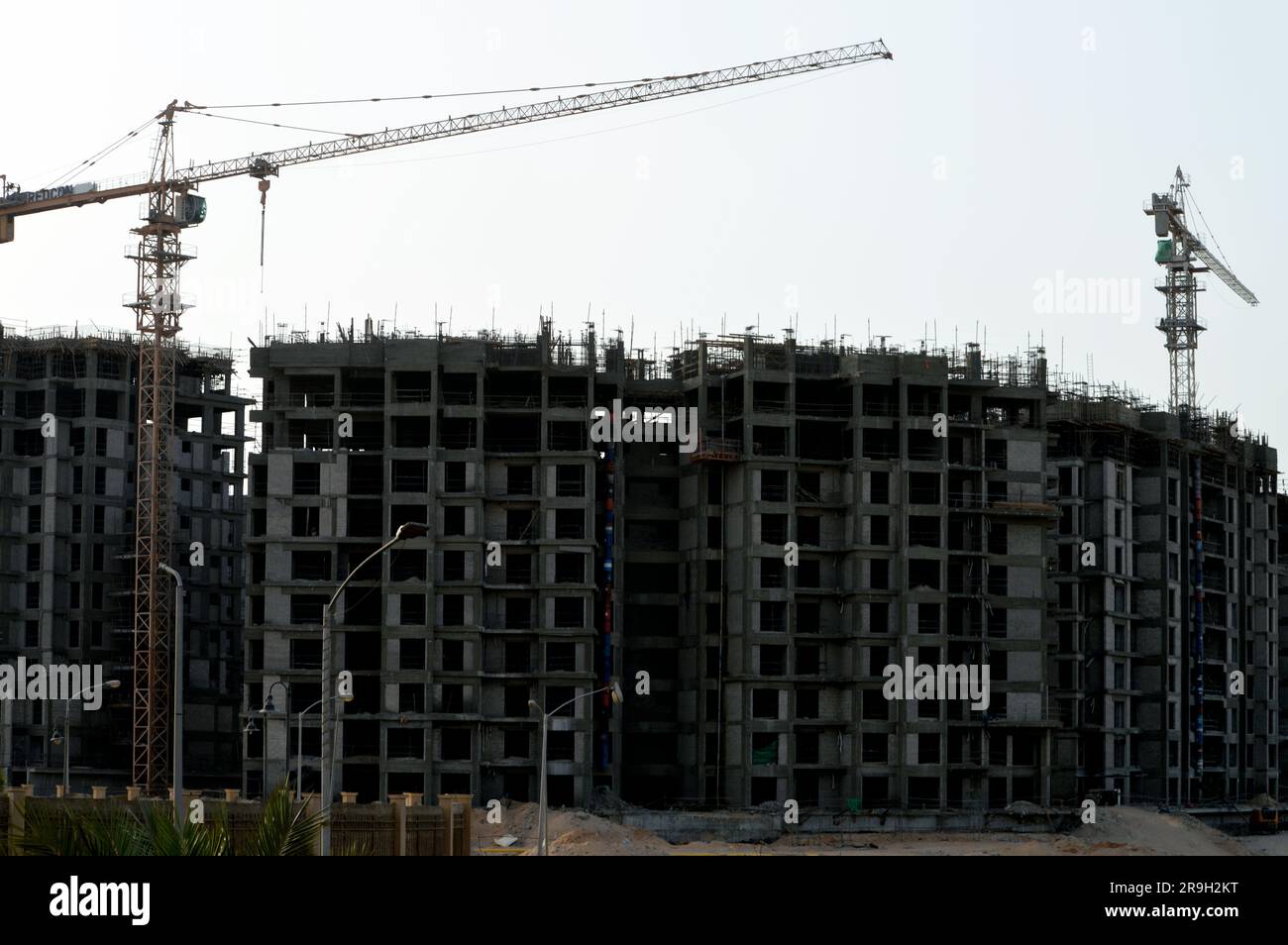 Giza, Egypt, June 16 2023: A construction site of new high rise in ...