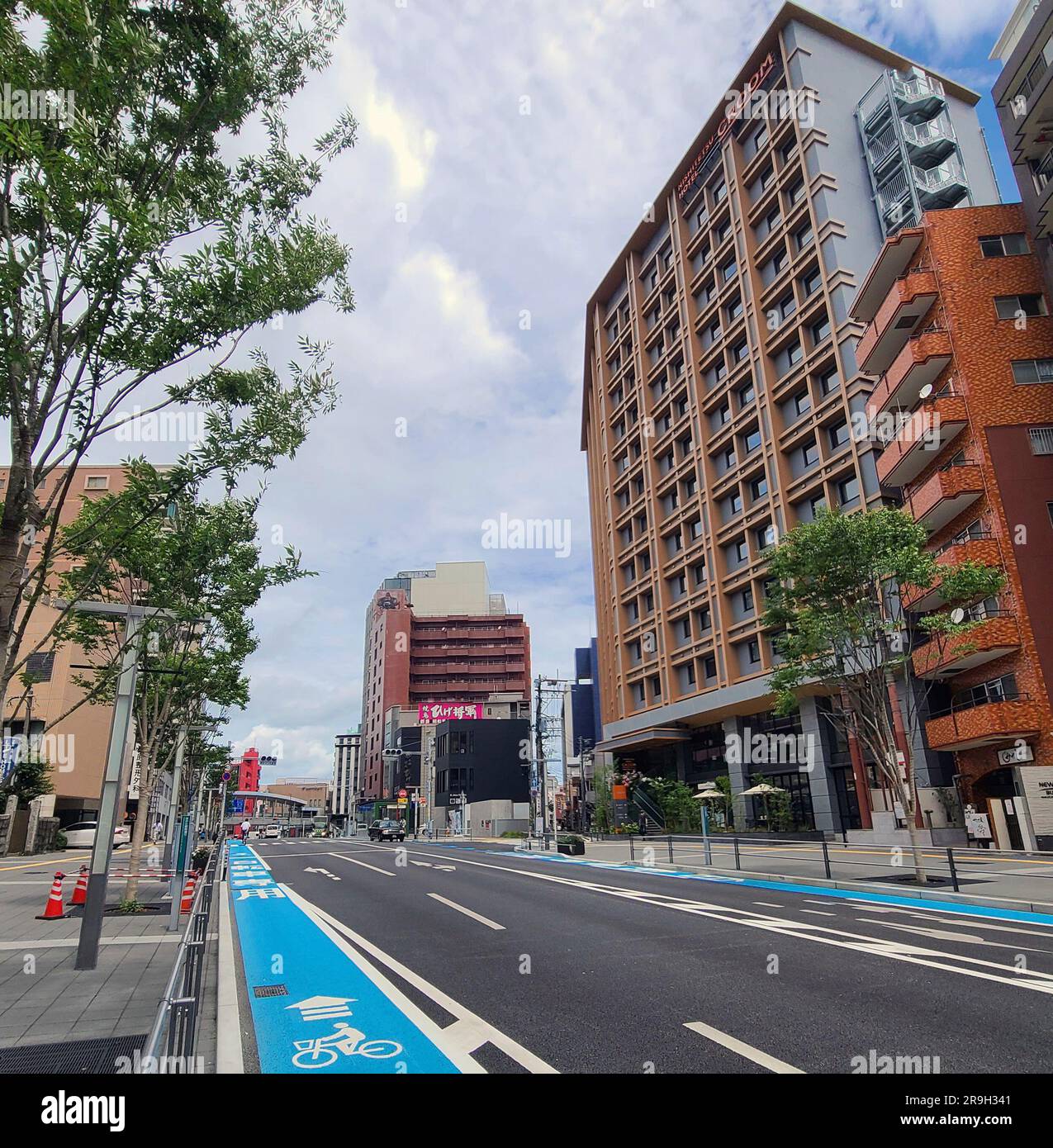 A picture shows Hakata Eki-mae Dori Street in Fukuoka on June 27, 2023 ...