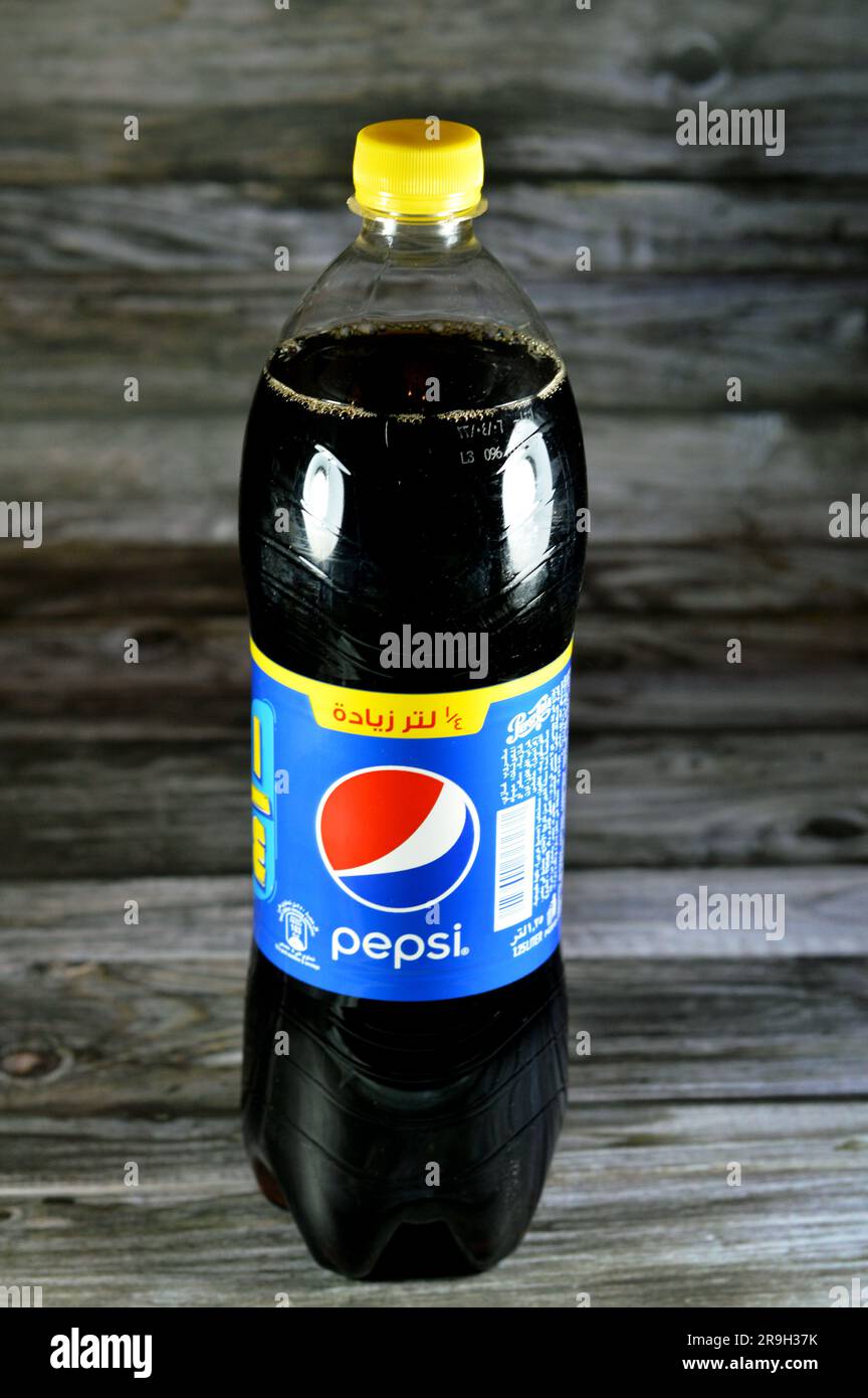 Cairo, Egypt, June 18 2023: Pepsi, a Cola flavor plastic bottle, a ...