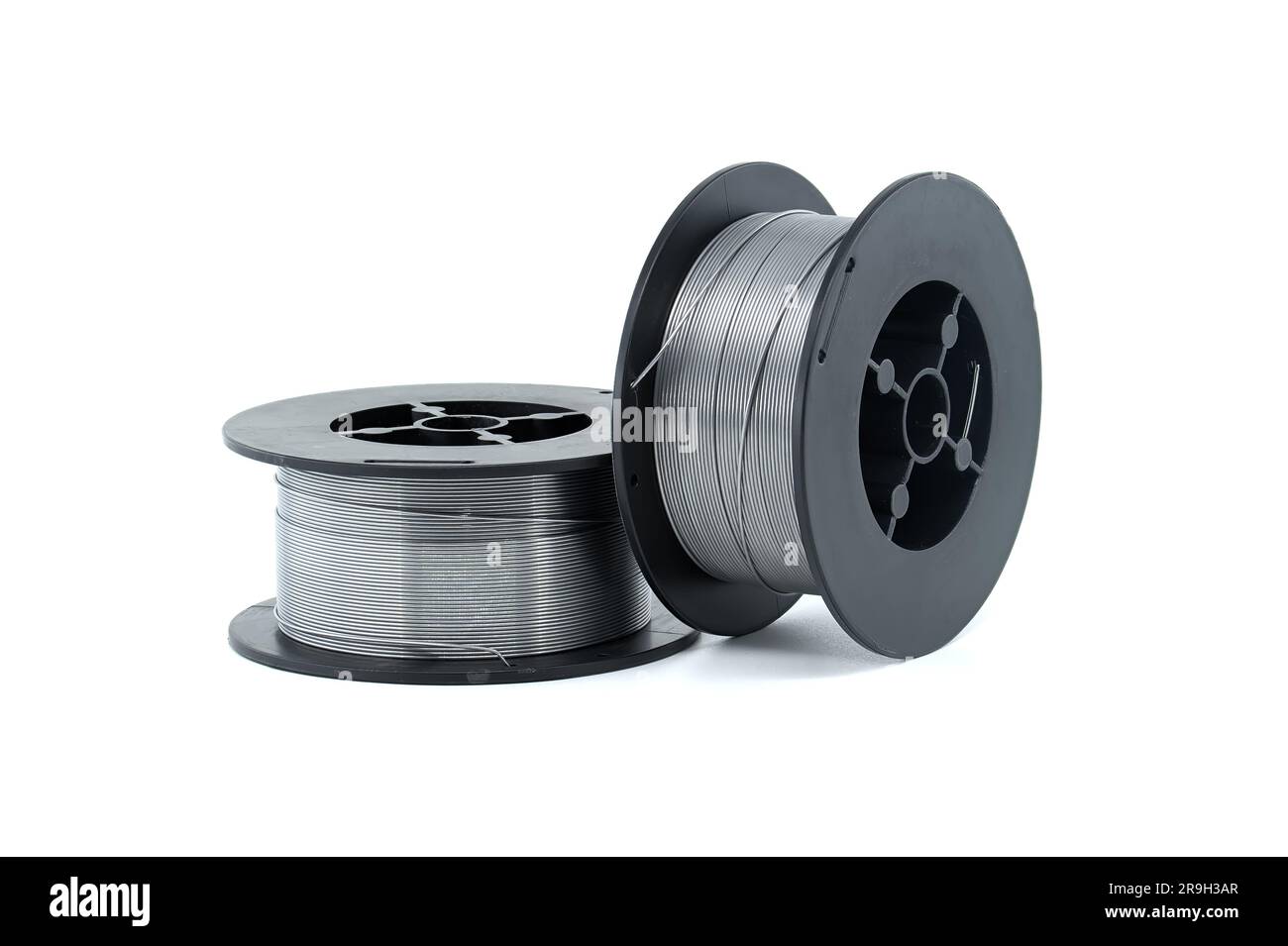 Flux cored welding wire for gasless welding isolated on white ...