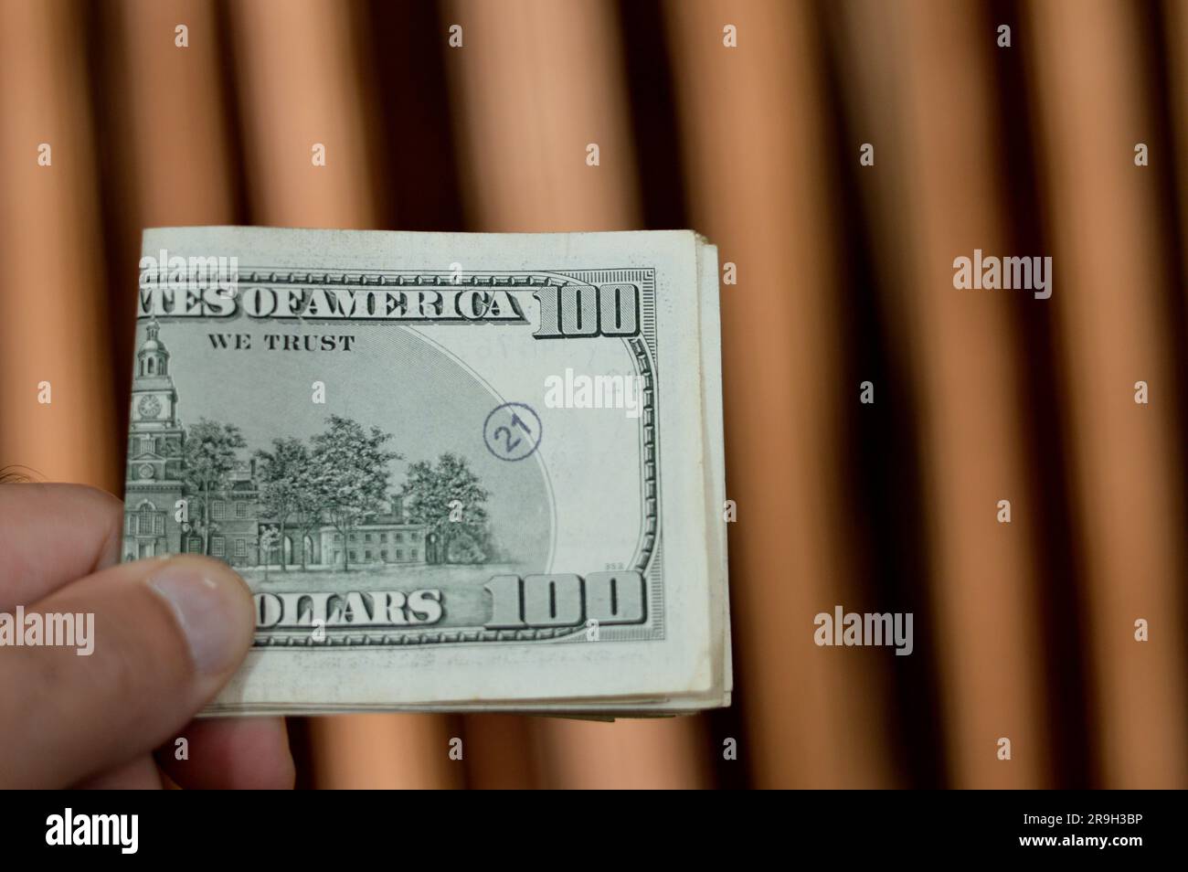 Folded 100 one hundred dollar banknote currency cash money old series ...