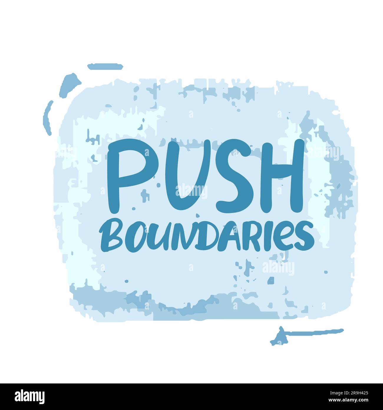 push boundaries. Isolated creative typography. Vector outline color illustration with text ...