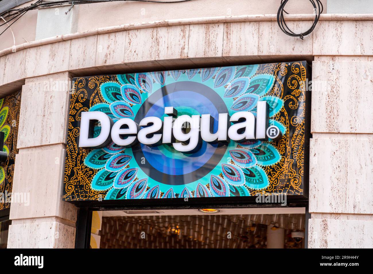 Malaga, Spain - FEB 27, 2022: Desigual store at Marques de Larios ...