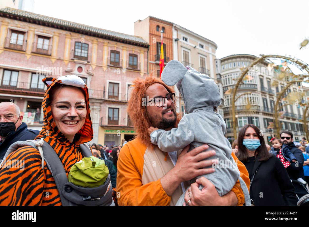 Malaga, Spain - FEB 27, 2022: People celebrating the Malaga Carnival ...