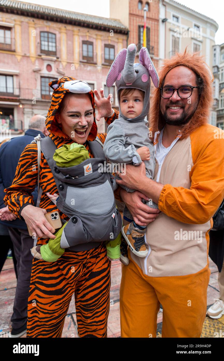 Malaga, Spain - FEB 27, 2022: People celebrating the Malaga Carnival ...